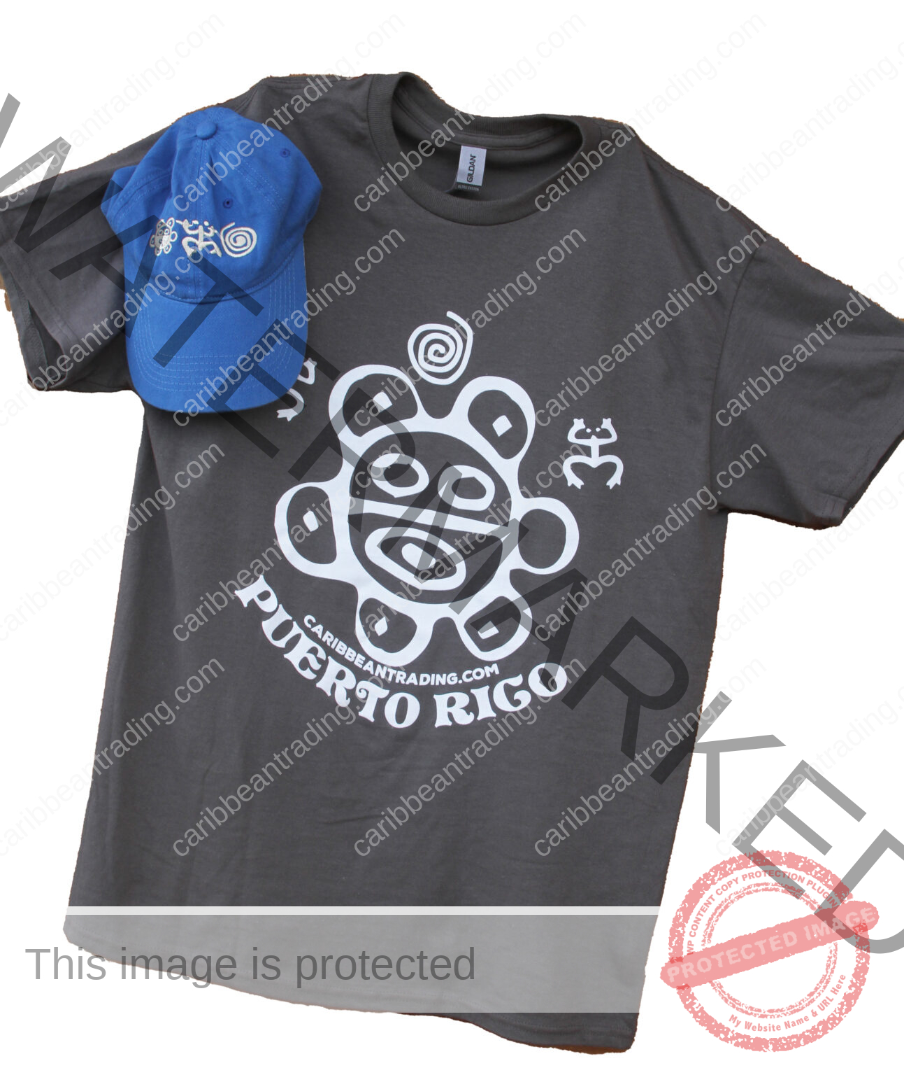 t-shirt-cap-combo-with Taino Symbols on cap and shirt.