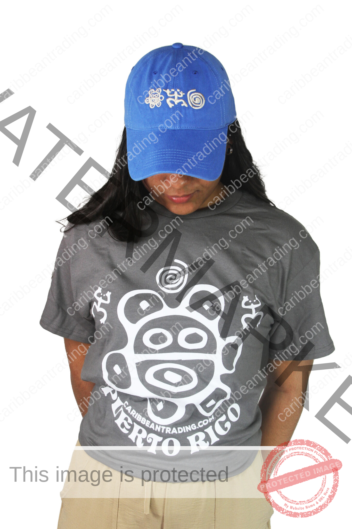 t-shirt-cap-combo-with Taino Symbols on cap and shirt.