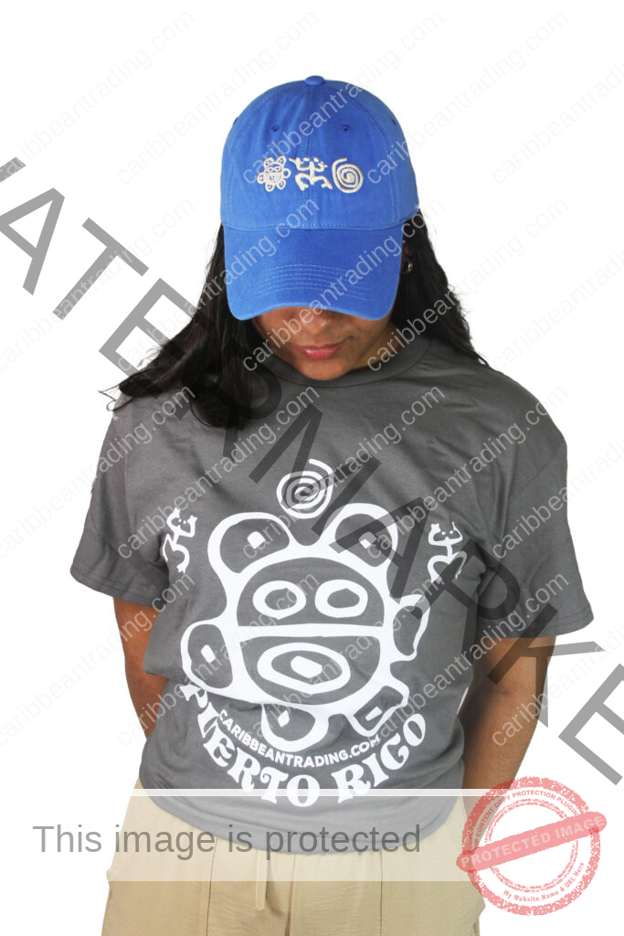 t-shirt-cap-combo-with Taino Symbols on cap and shirt.