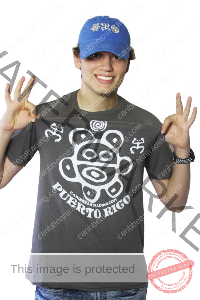 t-shirt-cap-combo-with Taino Symbols on cap and shirt.